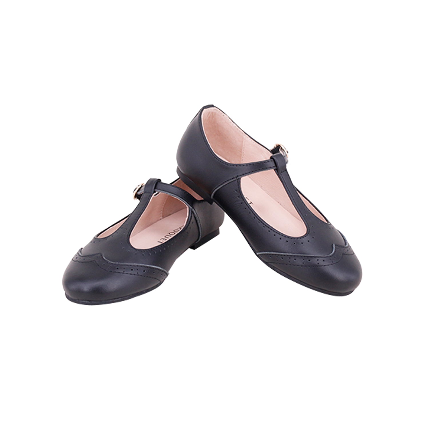 Perroquet Girls Leather T-Strap Wingtip Mary Janes - Black – Head ...