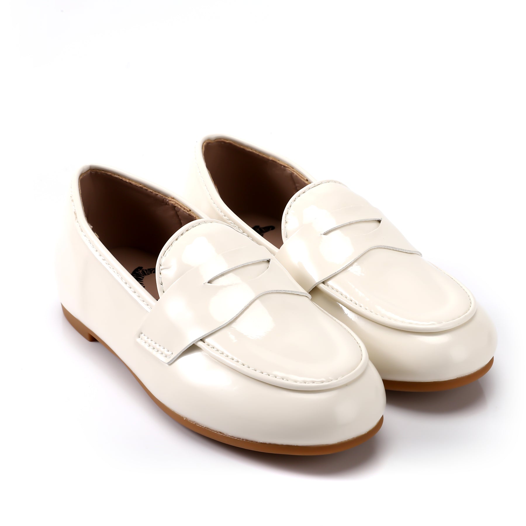 Zeebra Kids Patent Leather Penny Loafers - Pearl – Head Shoulders Toes ...