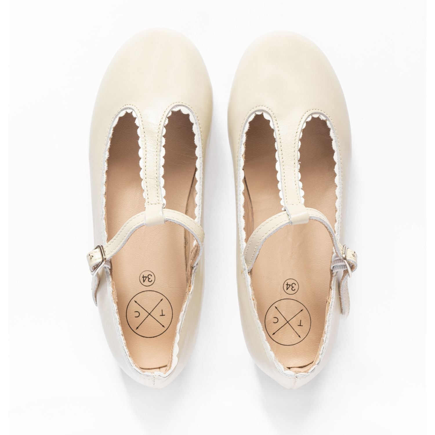 Tannery + Co T-Straps with Scalloped Trim - Oat – Head Shoulders Toes ...