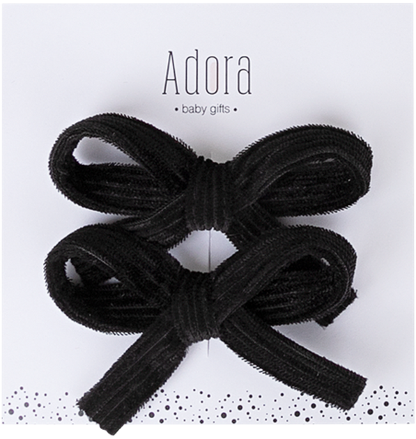 Adora Mini Corduroy Bow Clip Set - Black Corduroy – Head Shoulders Toes ...